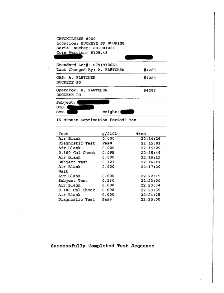Intoxilyzer Strip Chart | Gordon Thompson - DUI Attorney Phoenix ...